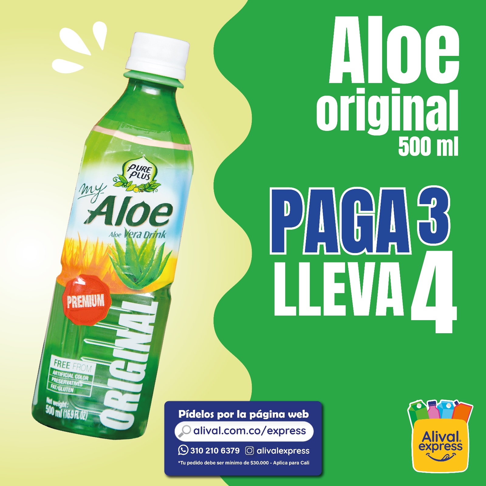 Bebida Con Aloe vera Pet x 500ml Original x 4 Unid Dcto 15% - Alival ...
